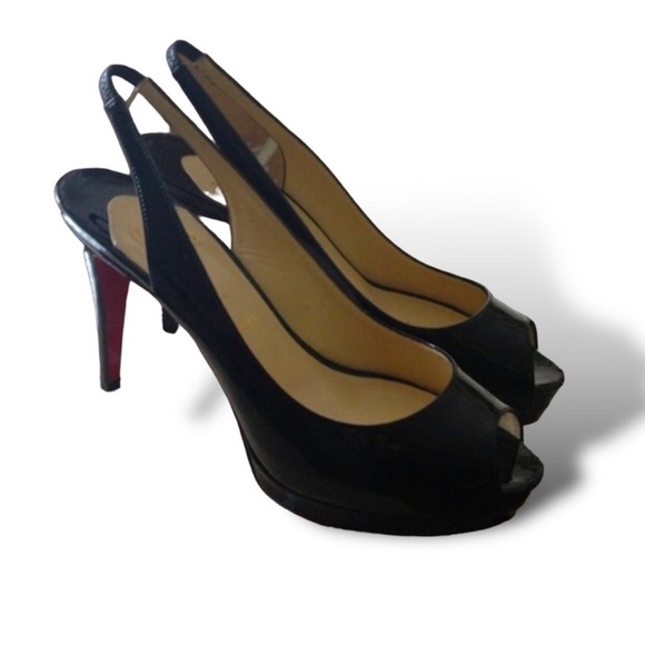 Christian Louboutin | Shoes | Black Patent Leather Slingback Christian ...